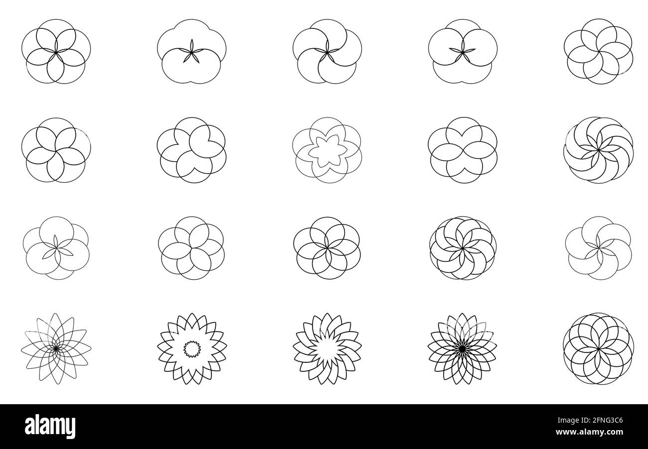 Linear floral black white Cut Out Stock Images & Pictures - Alamy