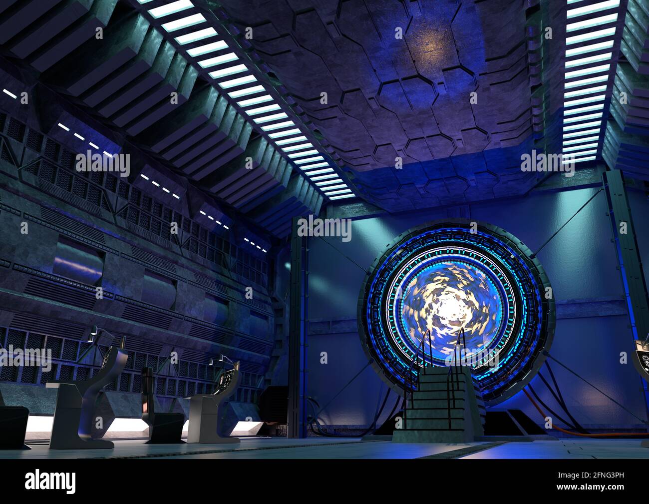 3D rendering of a science fiction teleportation room Stock Photo - Alamy