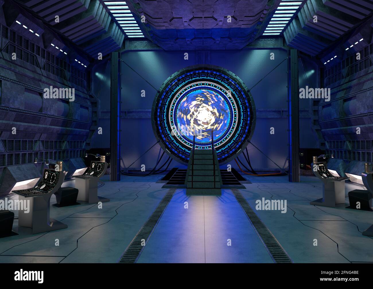 3D rendering of a science fiction teleportation room Stock Photo - Alamy