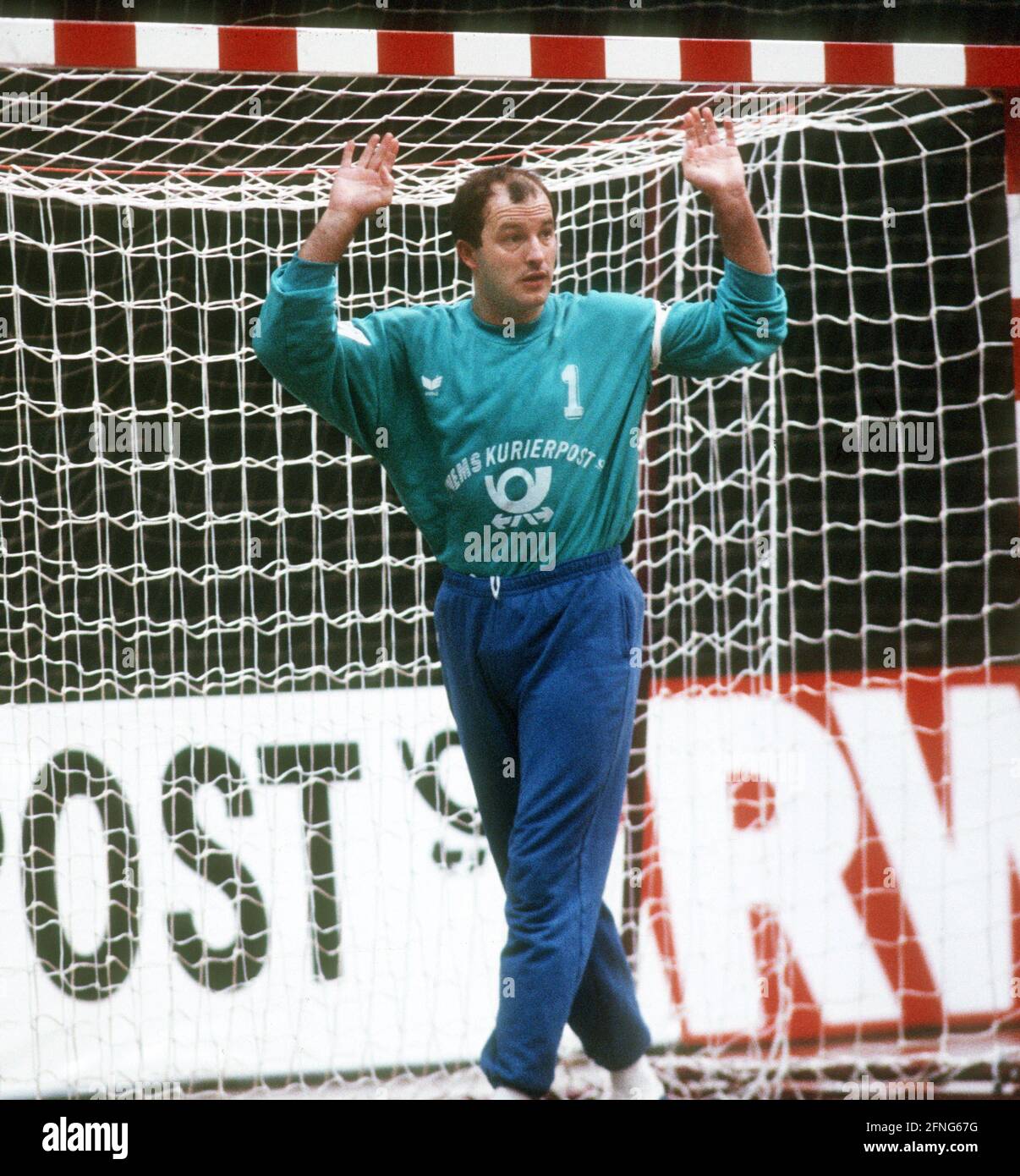 Stefan Hecker Tusem Essen full figure in the goal. Rec. 15.11.1991 ...