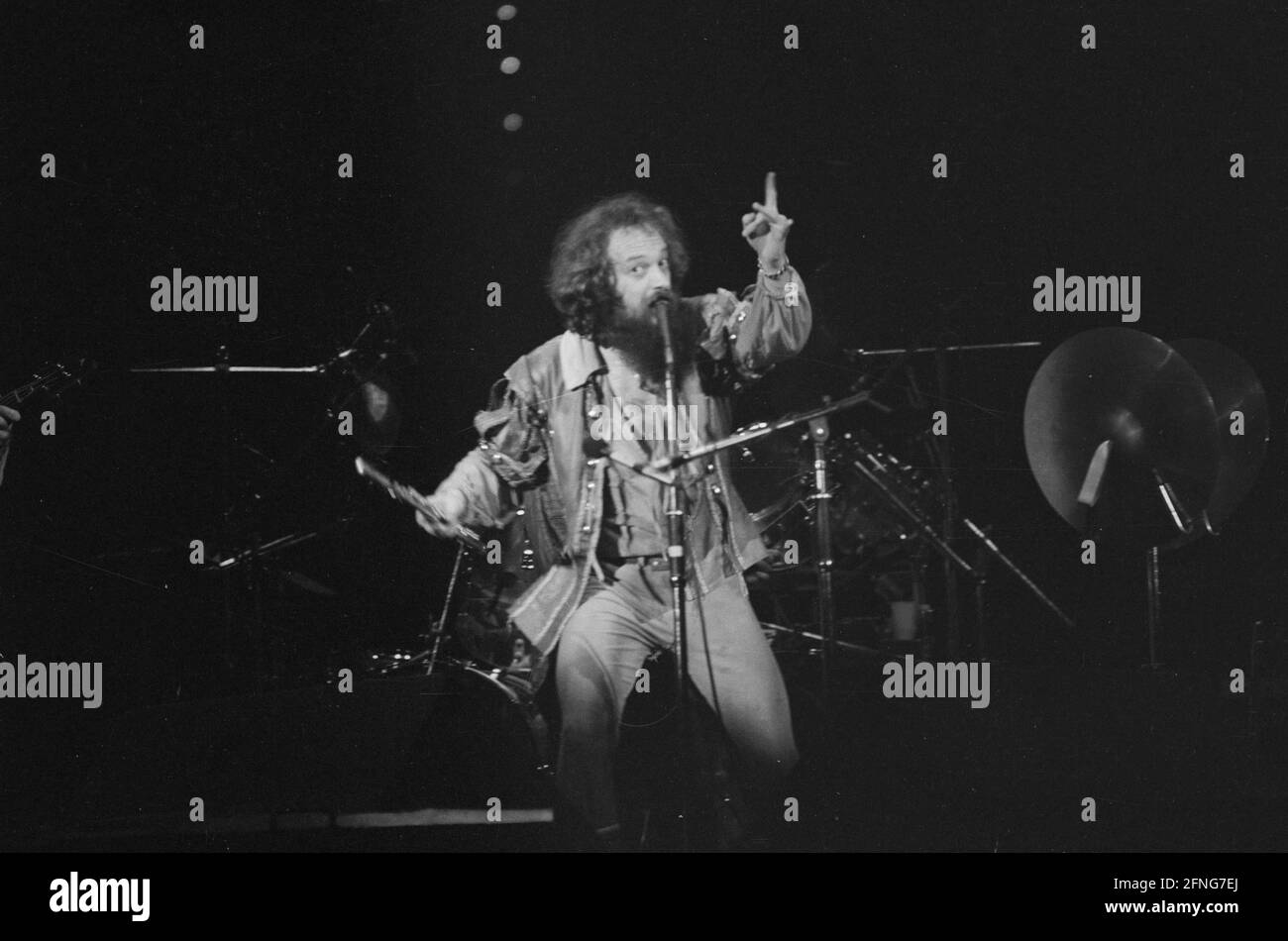 Ian Anderson, singer of the band Jethro Tull, at a concert in the ...