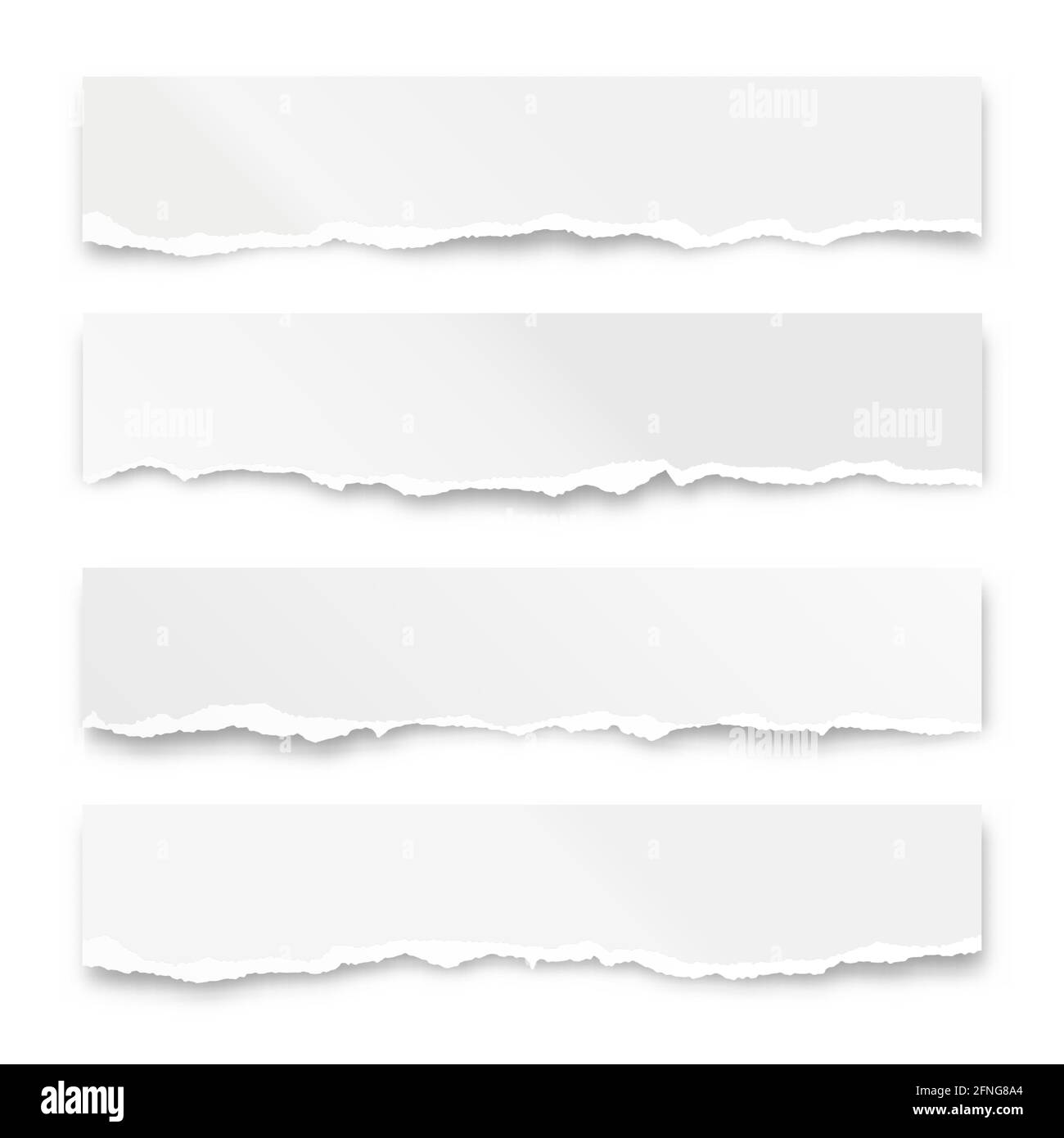 Ripped paper strips isolated on white background. Realistic crumpled ...