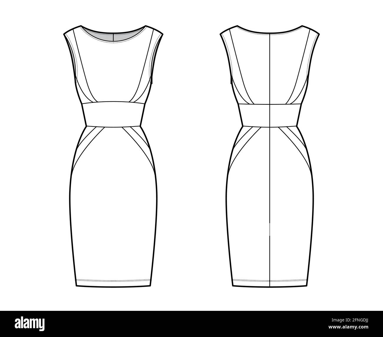Dress panel tube technical fashion illustration with hourglass ...