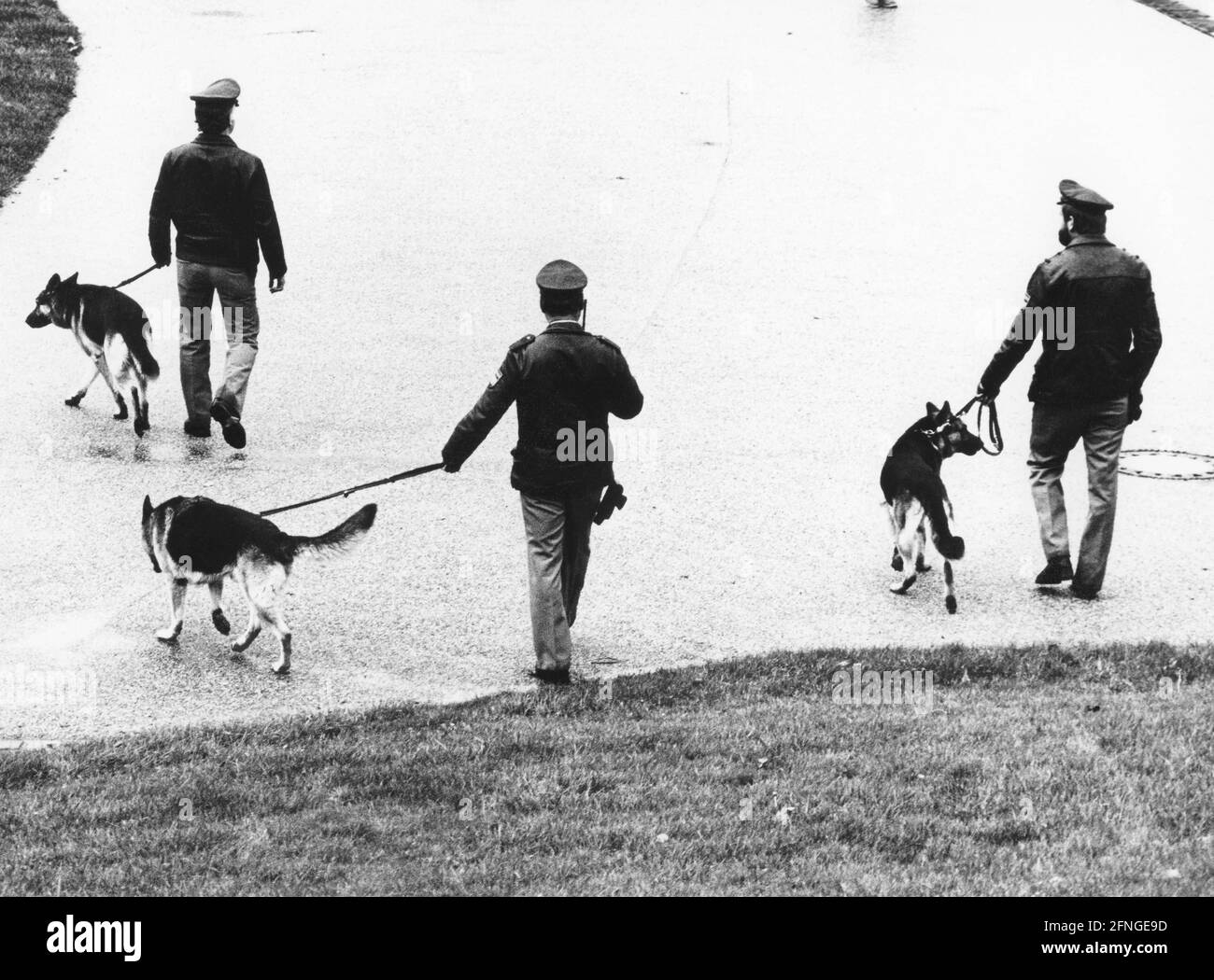 Police officers leading police dogs, 70s [automated translation] Stock ...