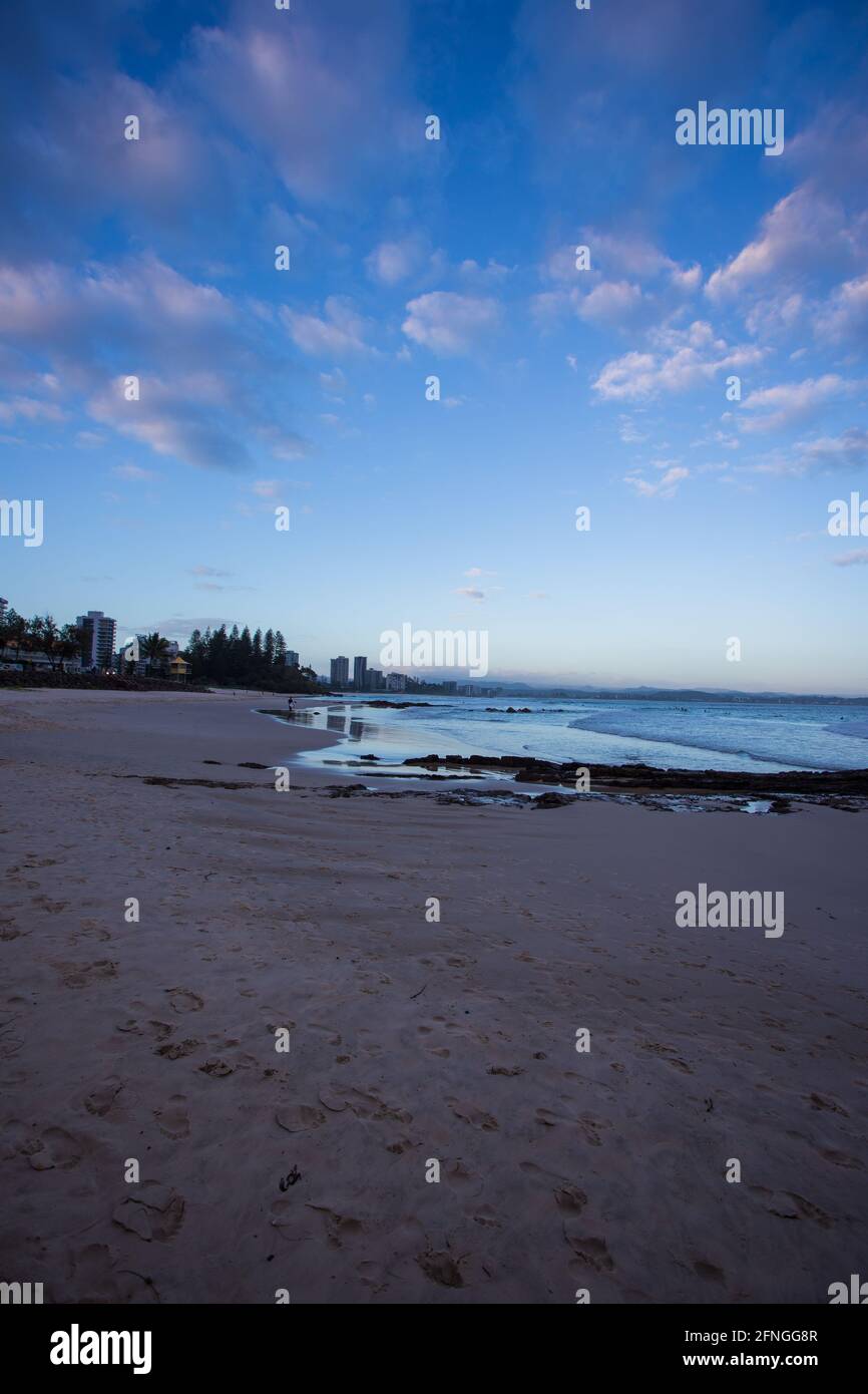 Empty white sand beach in the evening Stock Photo - Alamy