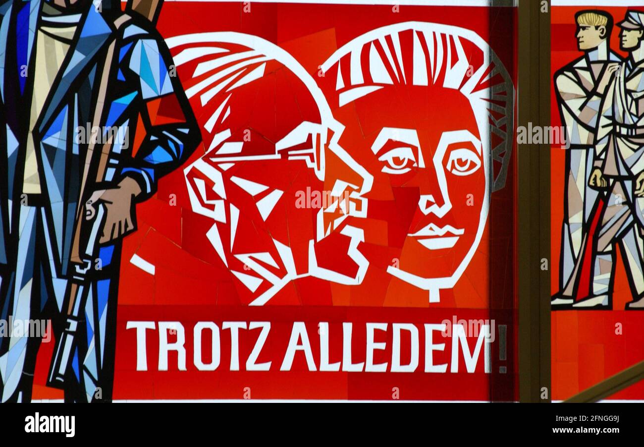 Berlin / GDR / 1996 Stained glass window in the former GDR State ...