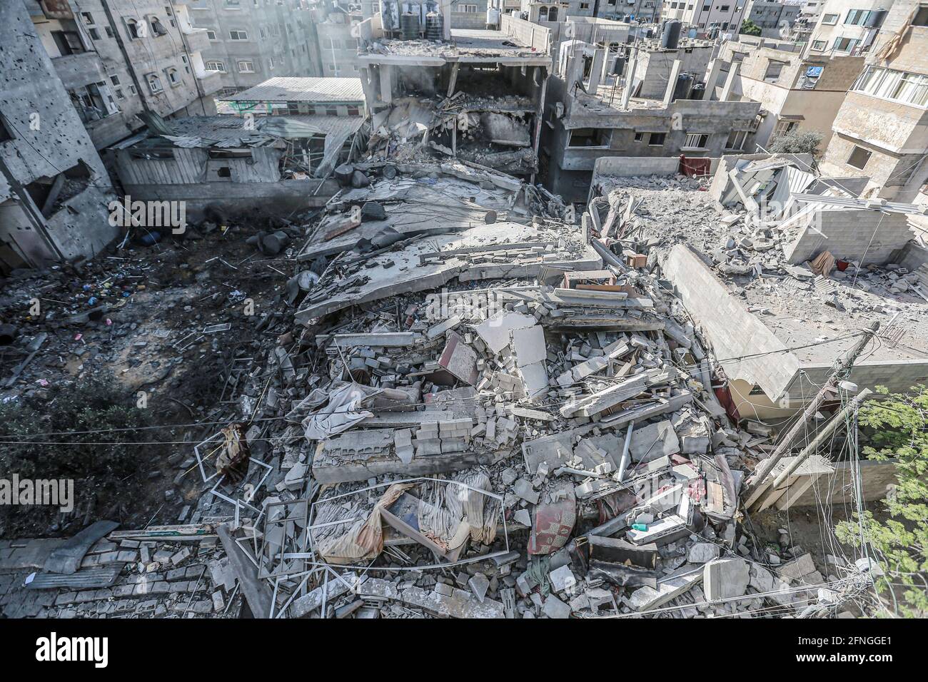 Gaza City, Palestinian Territories. 17th May, 2021. A general view of a ...