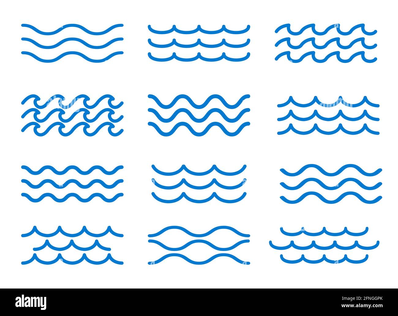 Sea wave outline elements Stock Vector Image & Art - Alamy