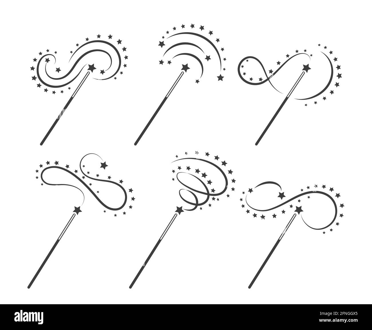 Wizard wand on white Black and White Stock Photos & Images - Alamy