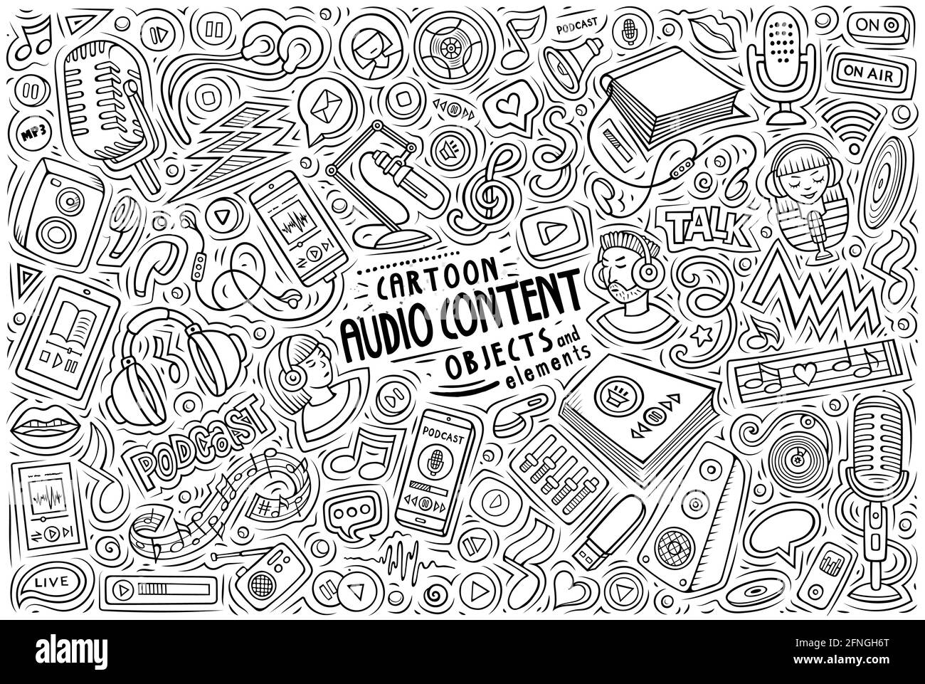 Vector set of Audio content theme objects and symbols Stock Vector ...