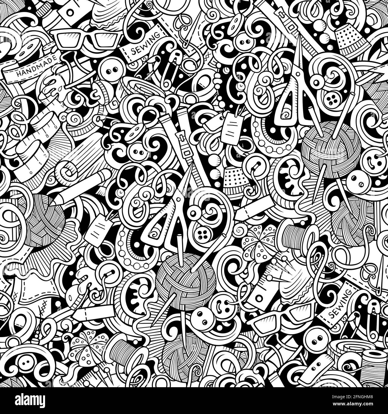 Handmade Hand Drawn Doodles Seamless Pattern Stock Vector Image And Art