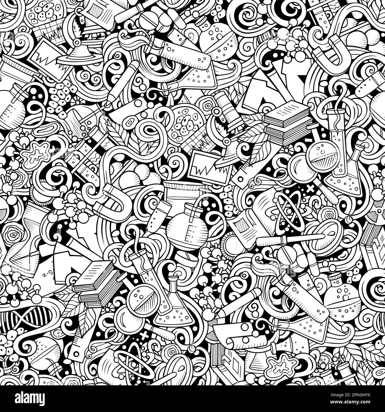 Science hand drawn doodles seamless pattern Stock Vector Image & Art ...