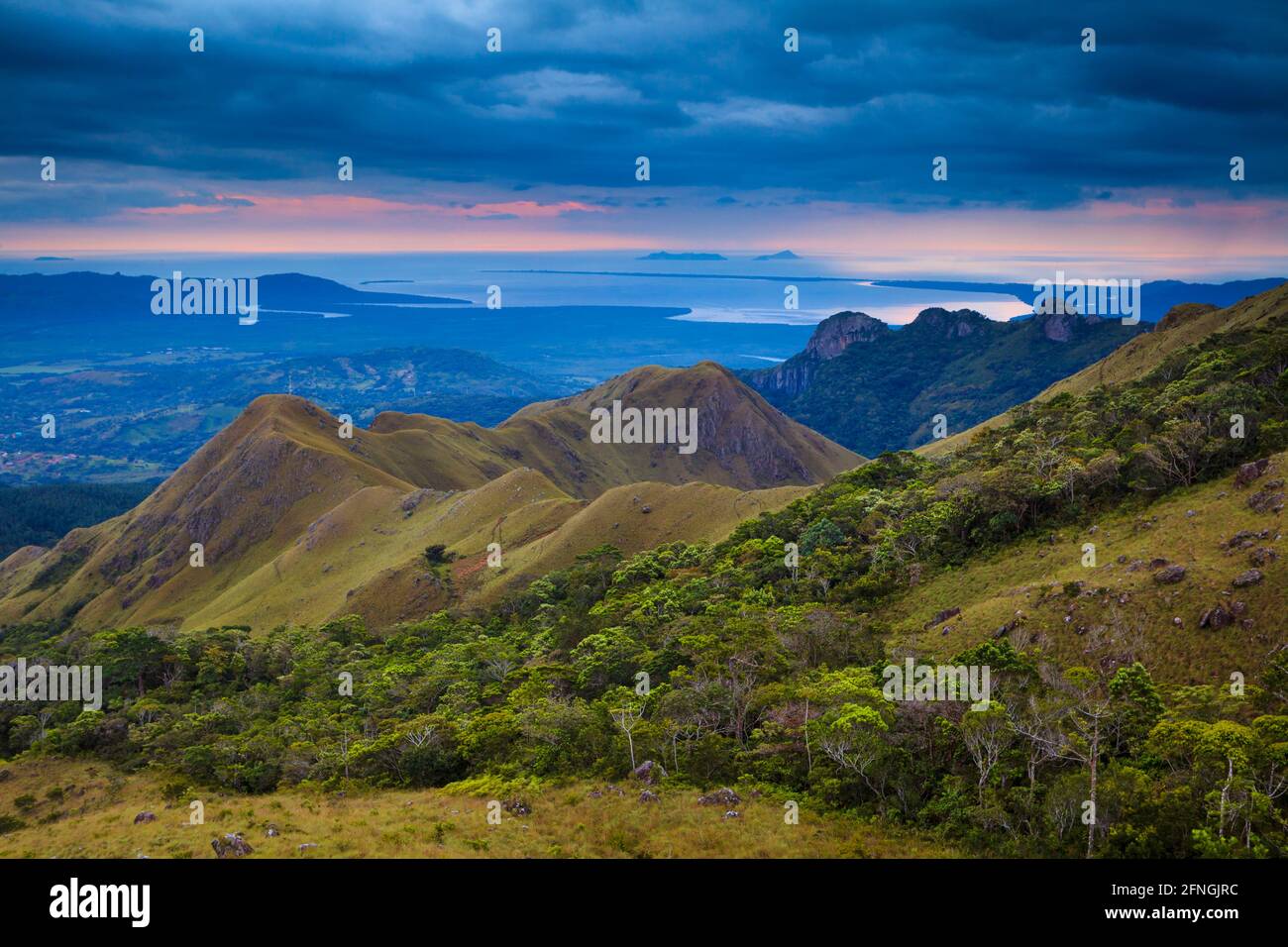 Panama landscape with early morning light in the striking mountainous ...