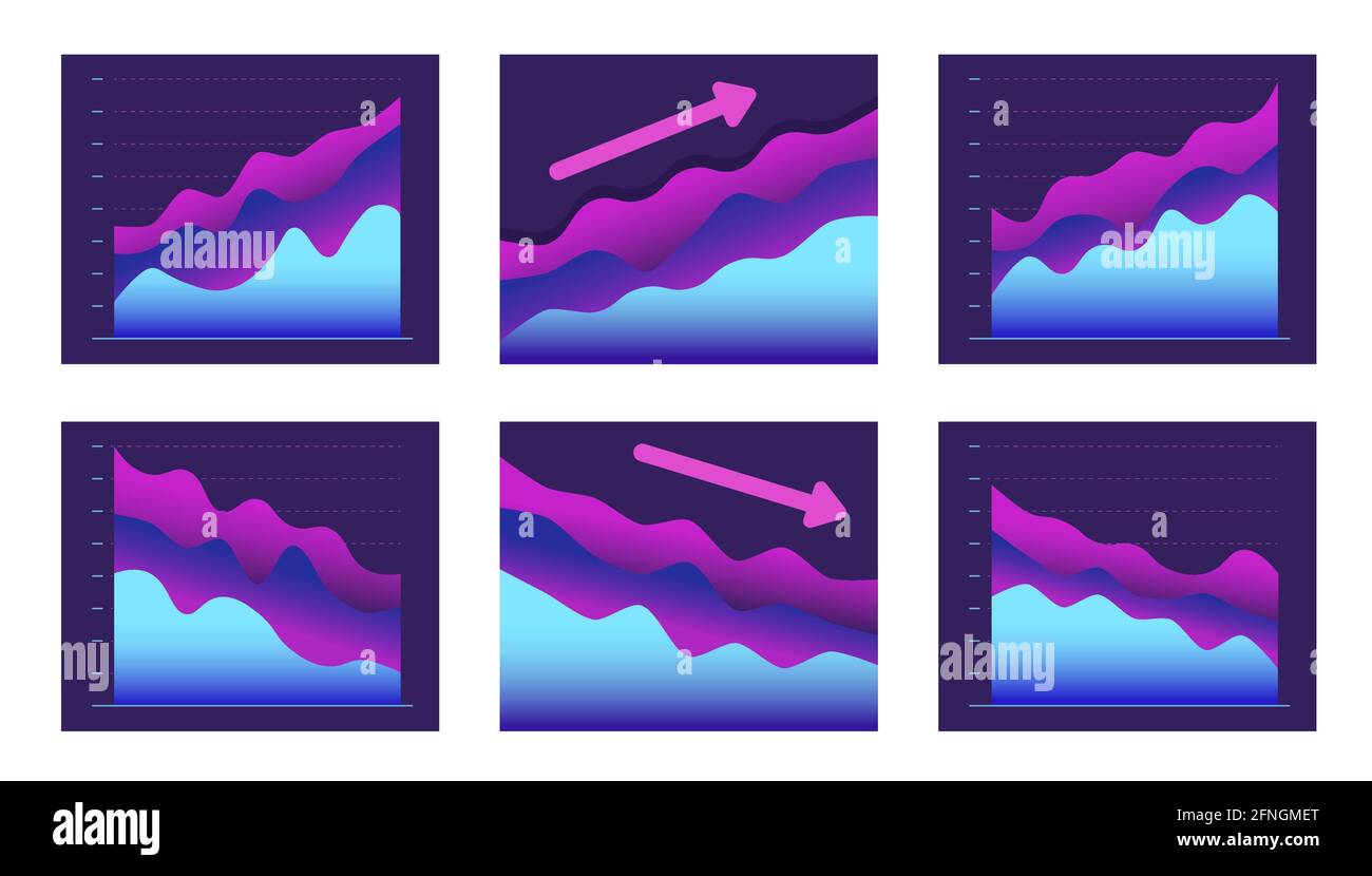 Set Abstract graph line moving up and down. concept of business growth ...