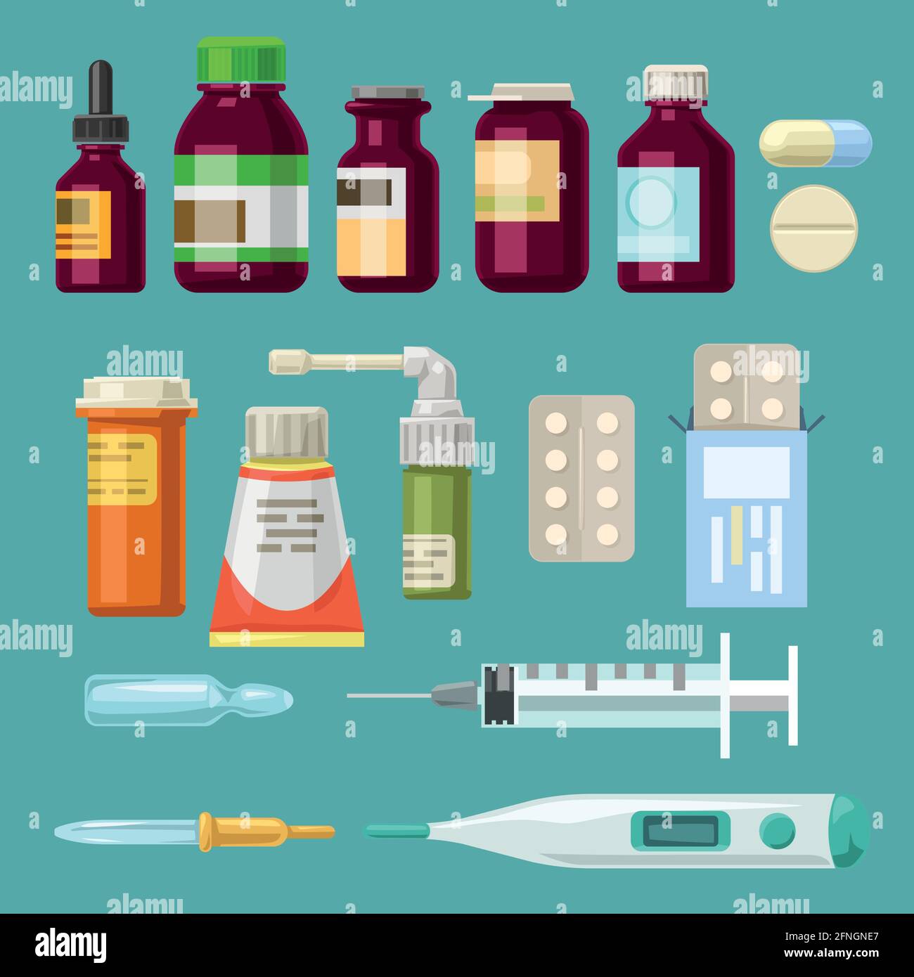 medicine big set simple style on blue Stock Vector Image & Art - Alamy