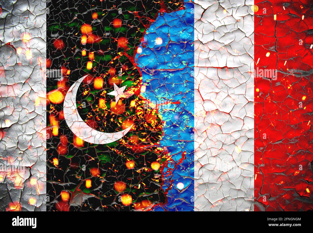 Grunge France VS Pakistan national flags icon pattern isolated on ...