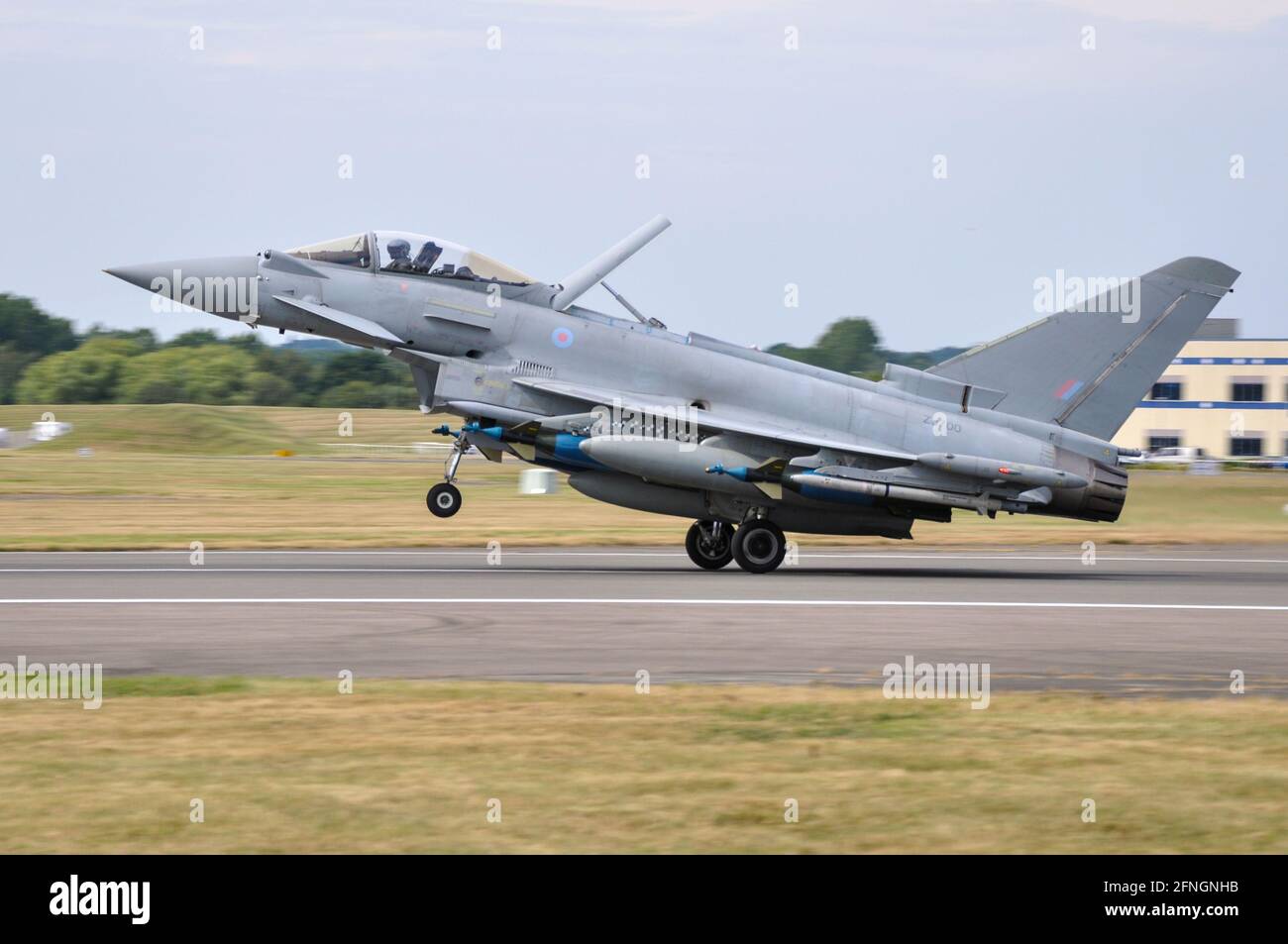 RAF Eurofighter Typhoon fighter jet plane with full weapons load ...