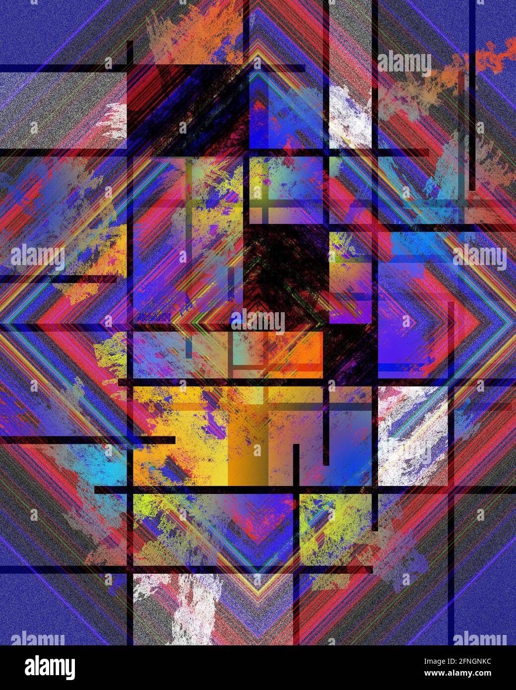 Abstract geometric design. Mondrian style . 3D rendering Stock Photo ...