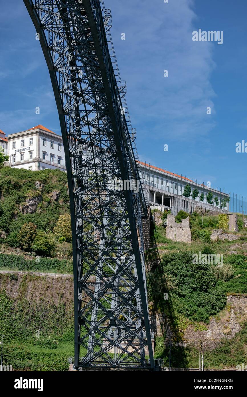 Maria Pia Bridge ("Ponte Dona Maria Pia") over Douro River in Porto ...