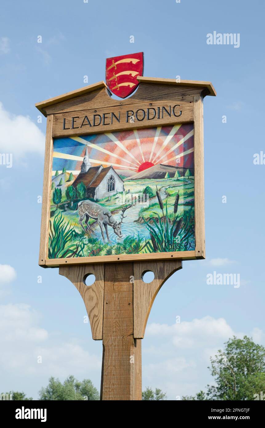 Leaden Roding Village Sign Stock Photo - Alamy