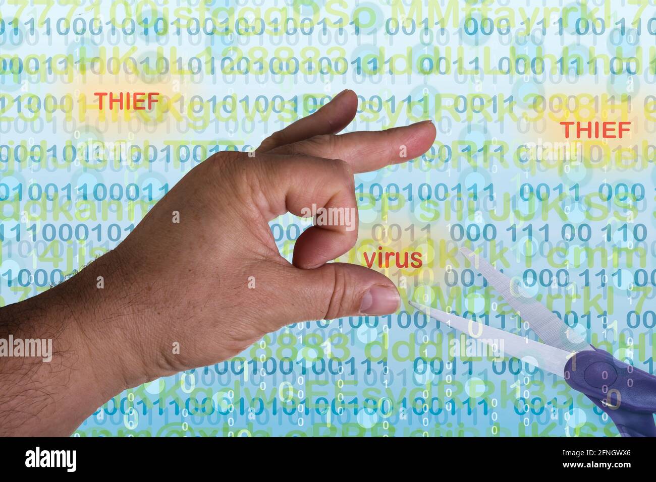 Hand with digital text and numbers background Stock Photo - Alamy