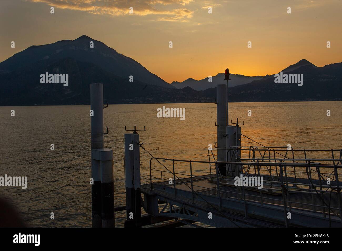 Europe, Italy, Lombardy, Lago Lario, Lake Como, Varenna, ferry boat for ...