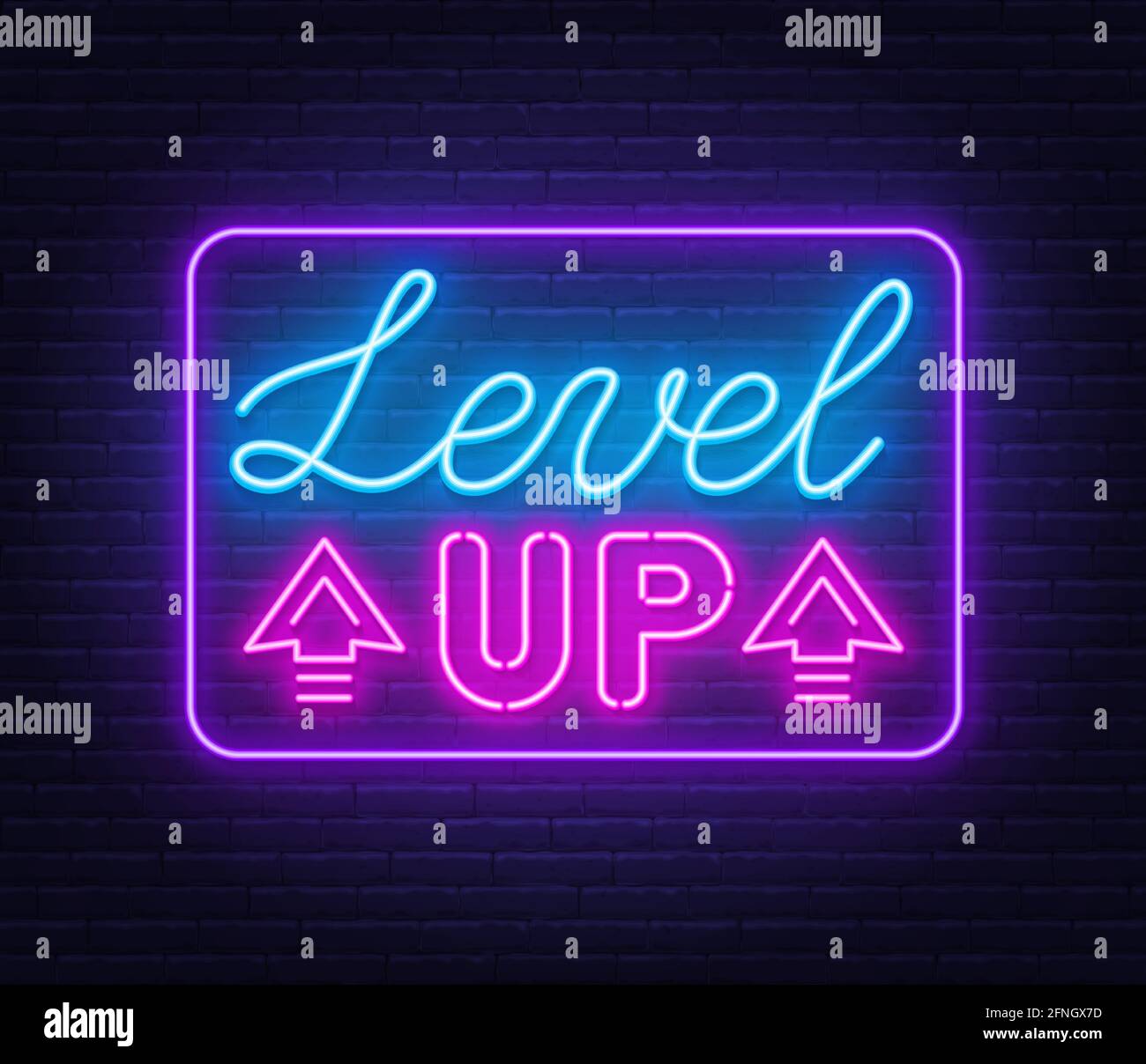 Level up neon sign on brick wall background Stock Vector Image & Art ...