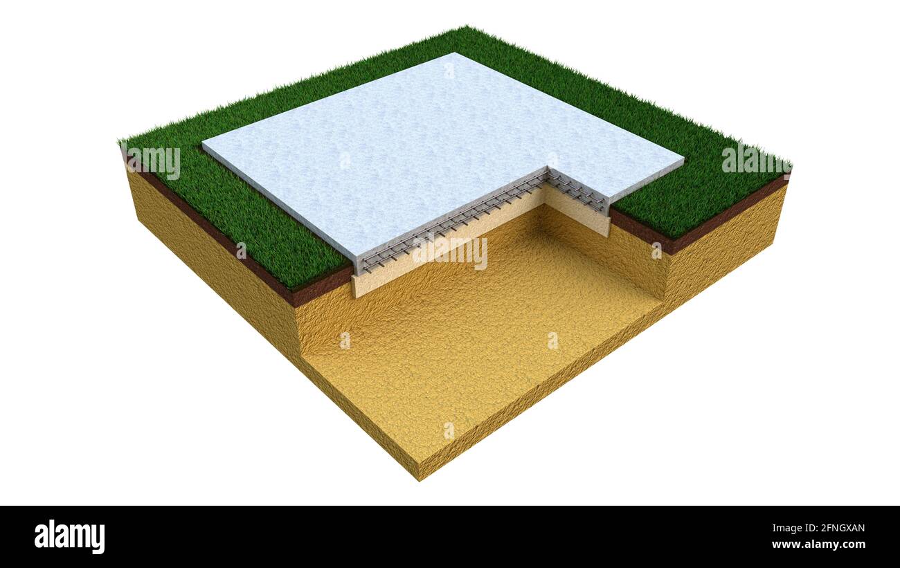 poured reinforced concrete slab base - isolated cgi industrial 3D ...