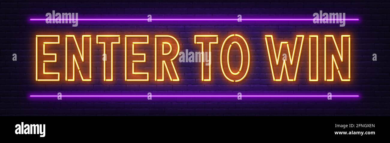 Enter to win neon sign on a brick wall background Stock Vector Image ...