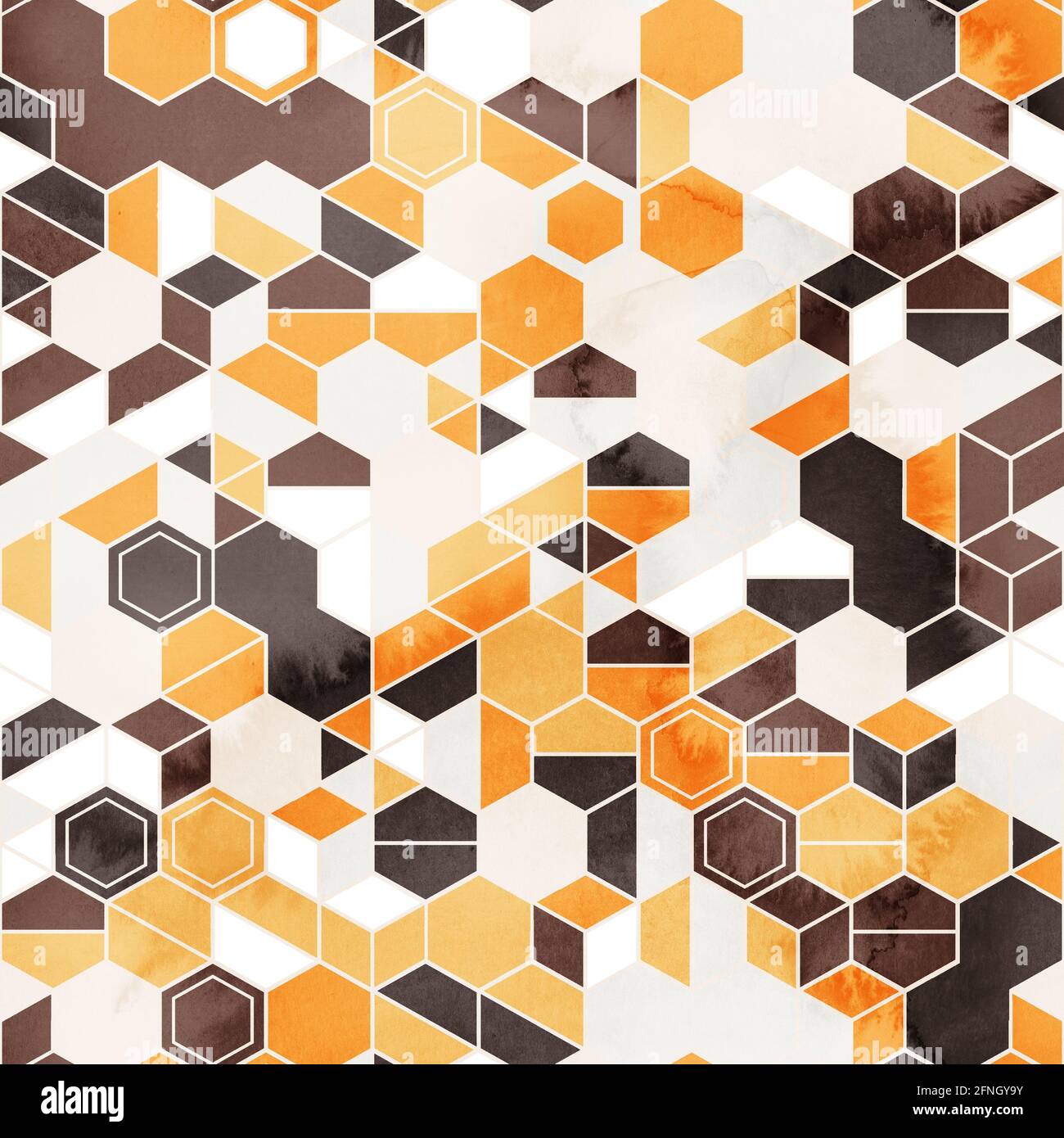 Seamless pattern of hexagons in random colors in watercolor Stock Photo ...