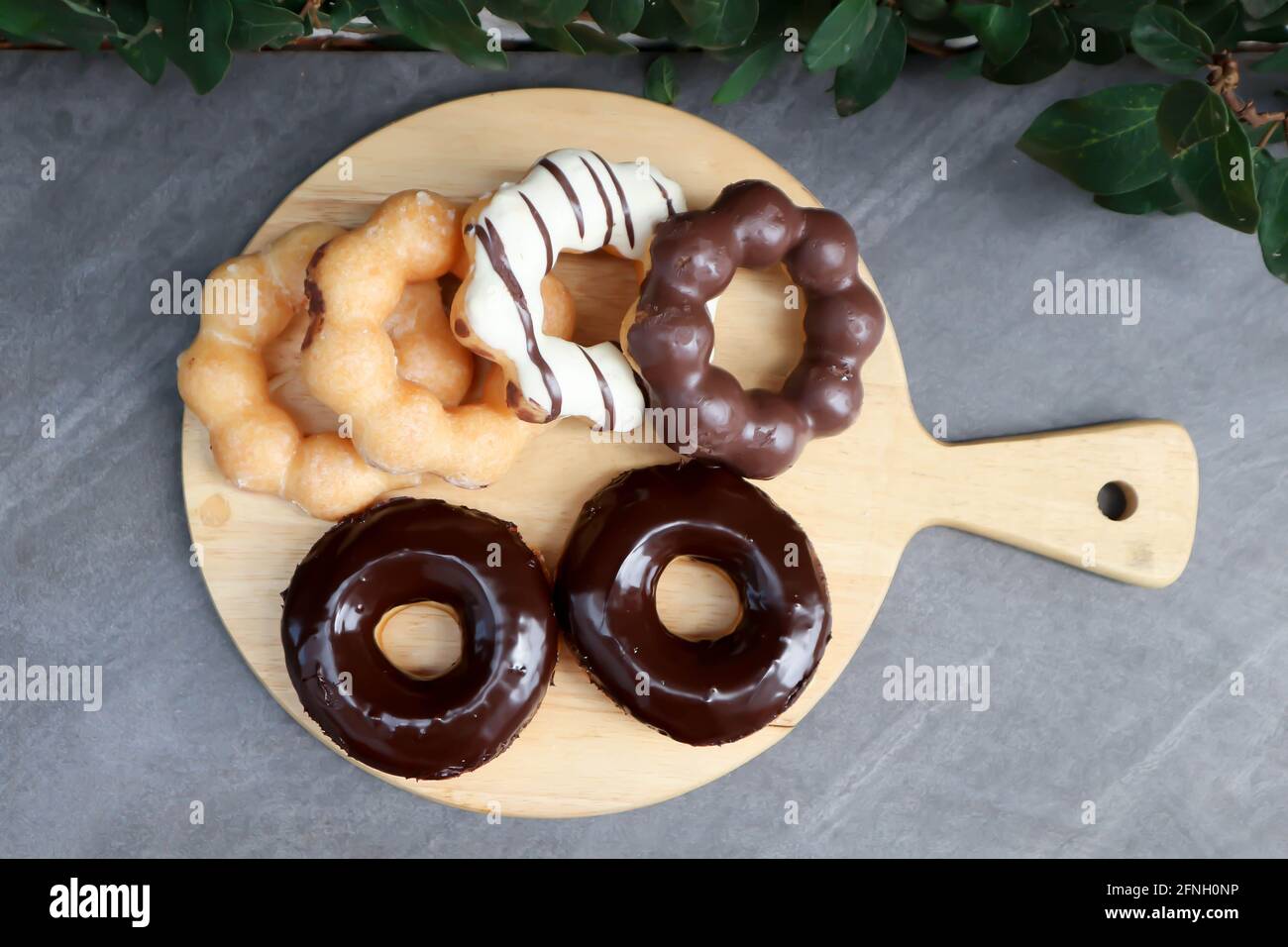 donut, doughnut or white chocolate donut and chocolate donut for serve ...