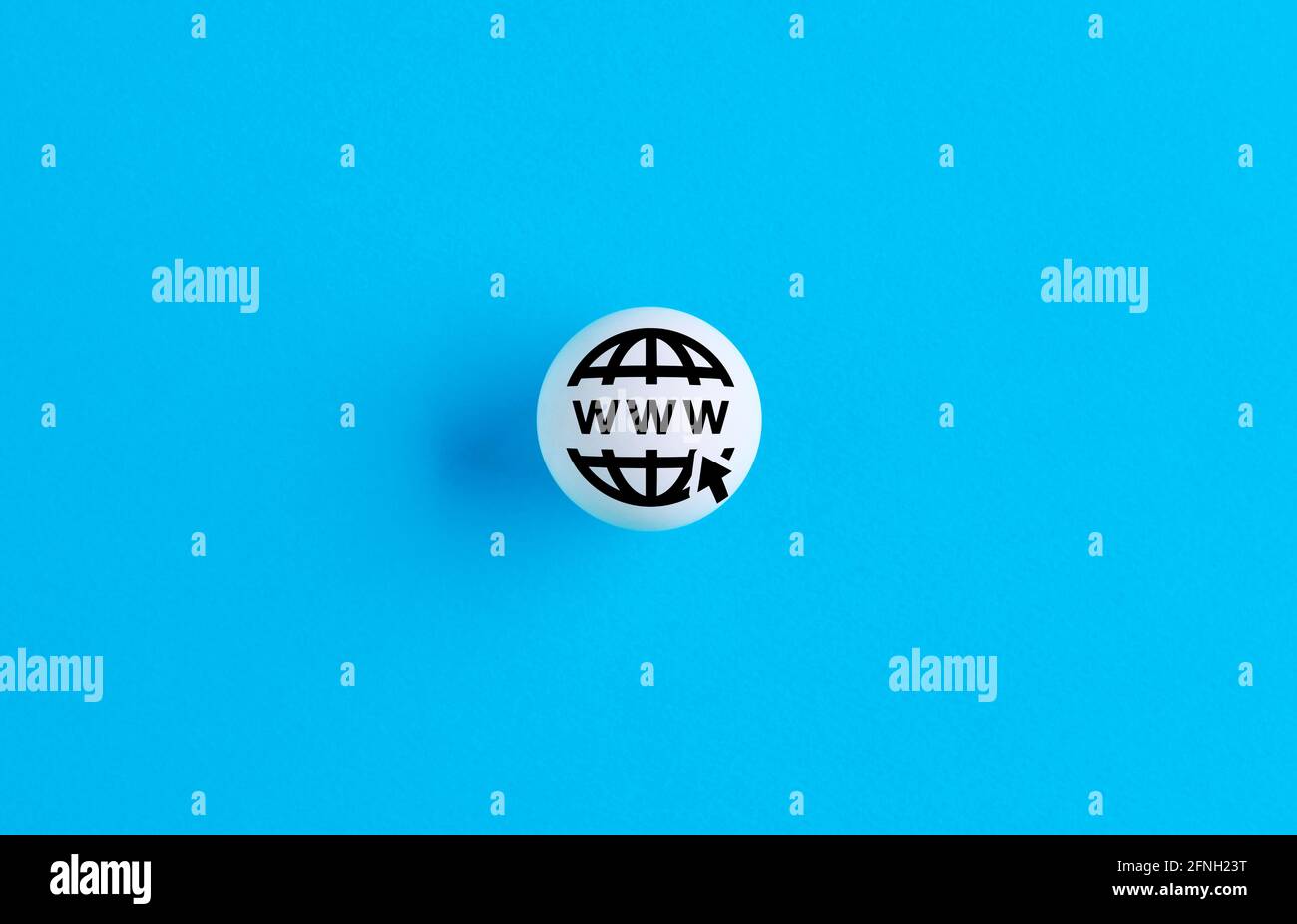 World wide web www symbol on a ball button on blue background. Internet ...