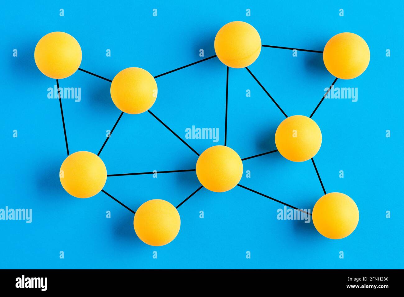 Balls connected to each other representing a molecular structure ...