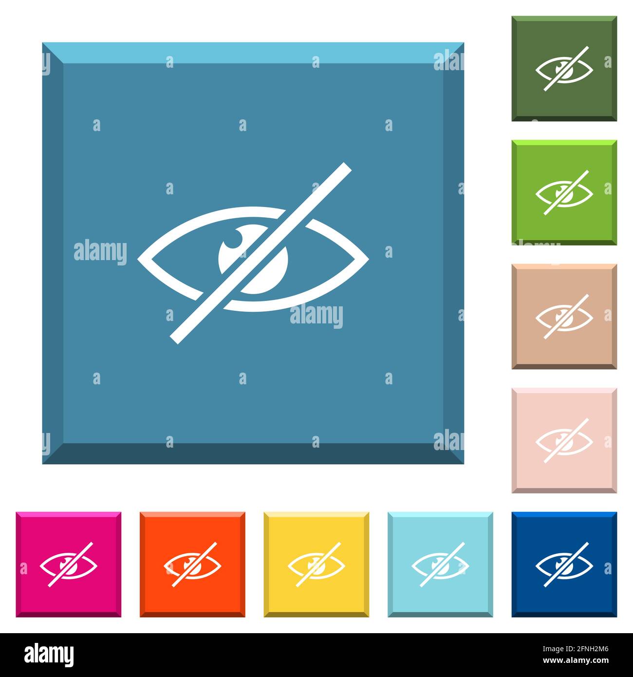 Visually impaired white icons on edged square buttons in various trendy ...