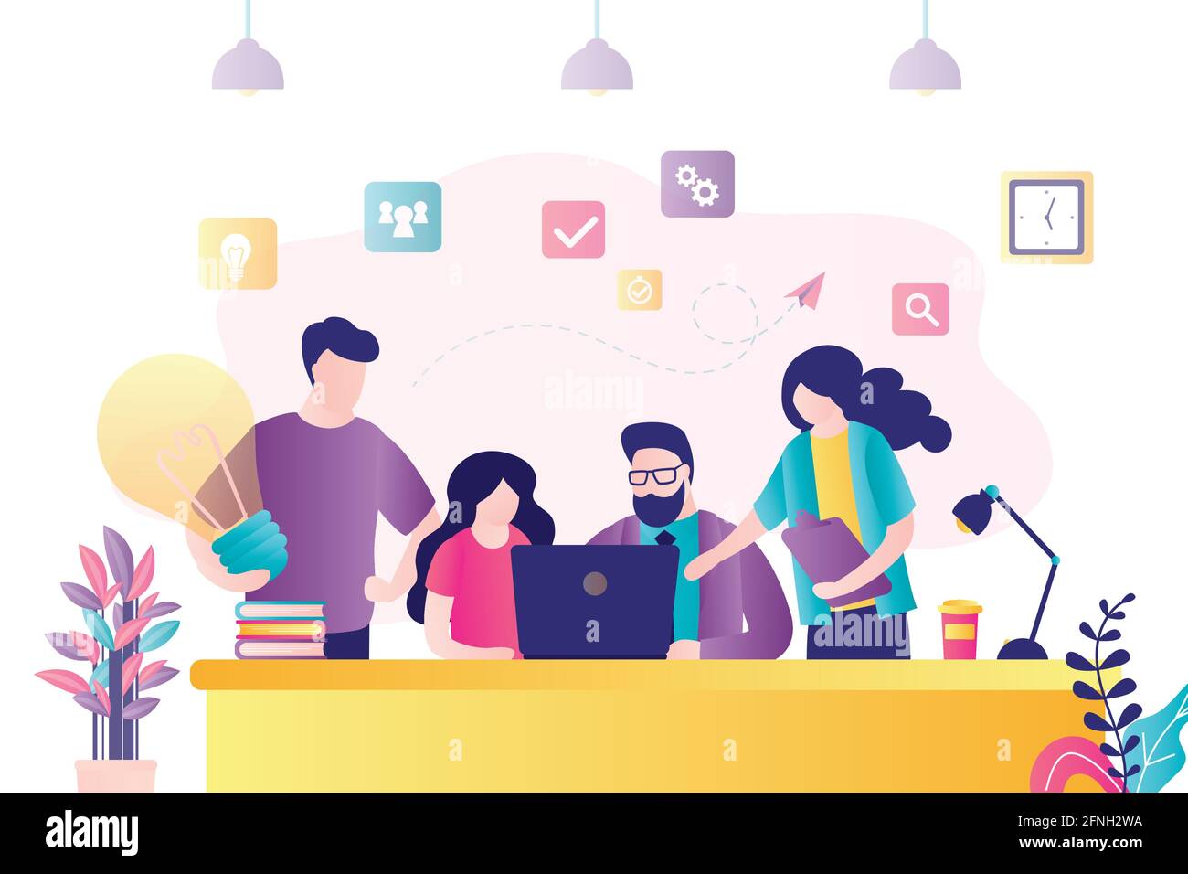 People are working together on new project. Collective joint work ...