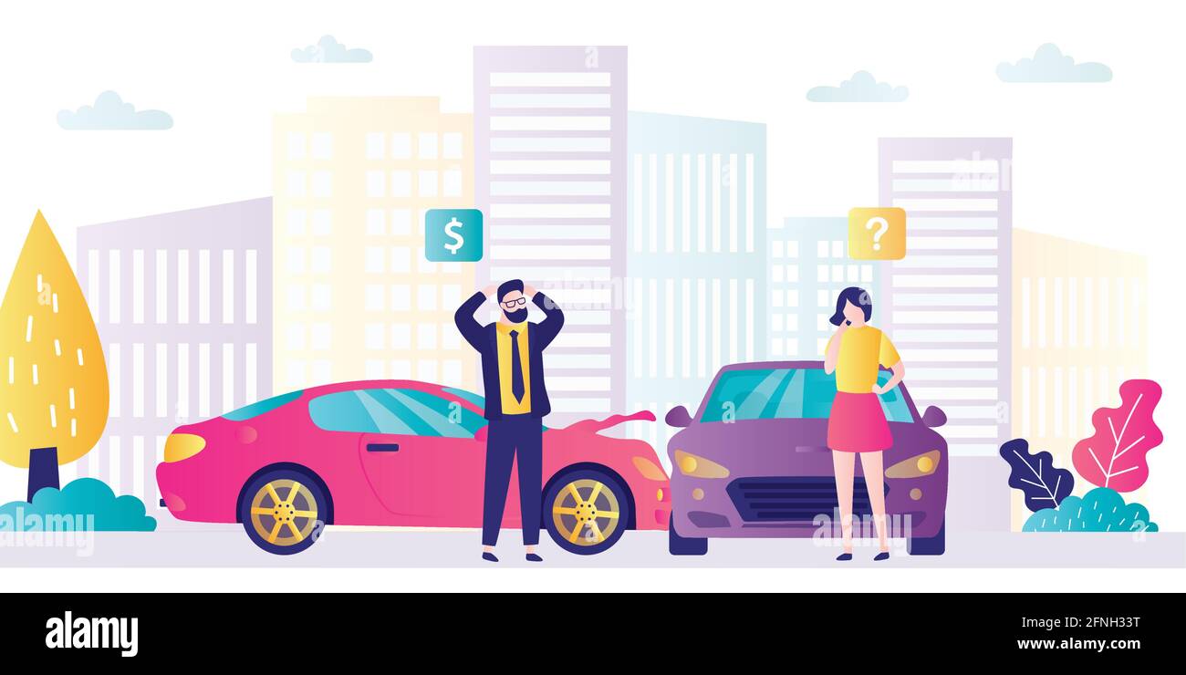Two car crash cartoon hi-res stock photography and images - Alamy