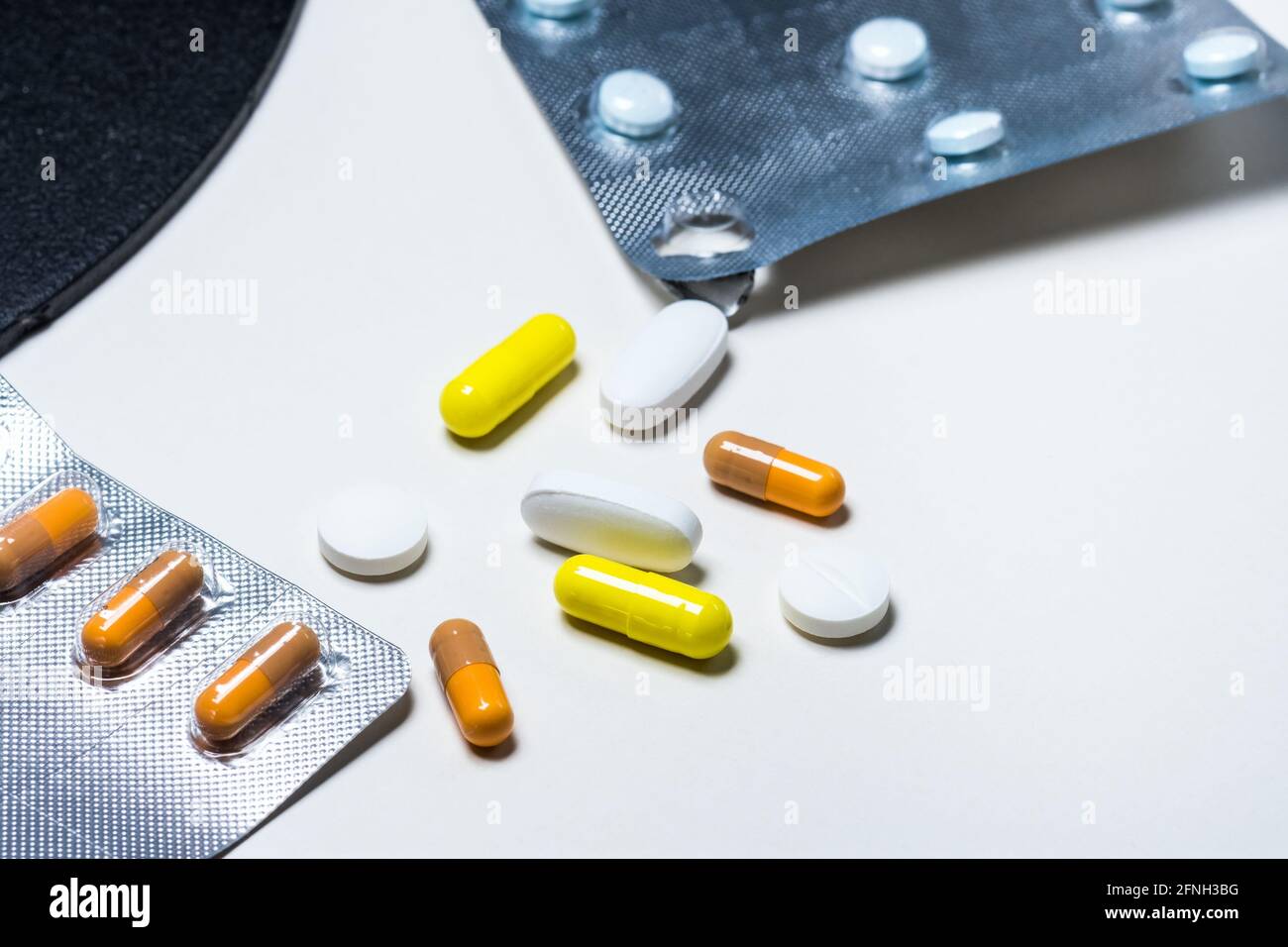 Medications on a table Stock Photo - Alamy