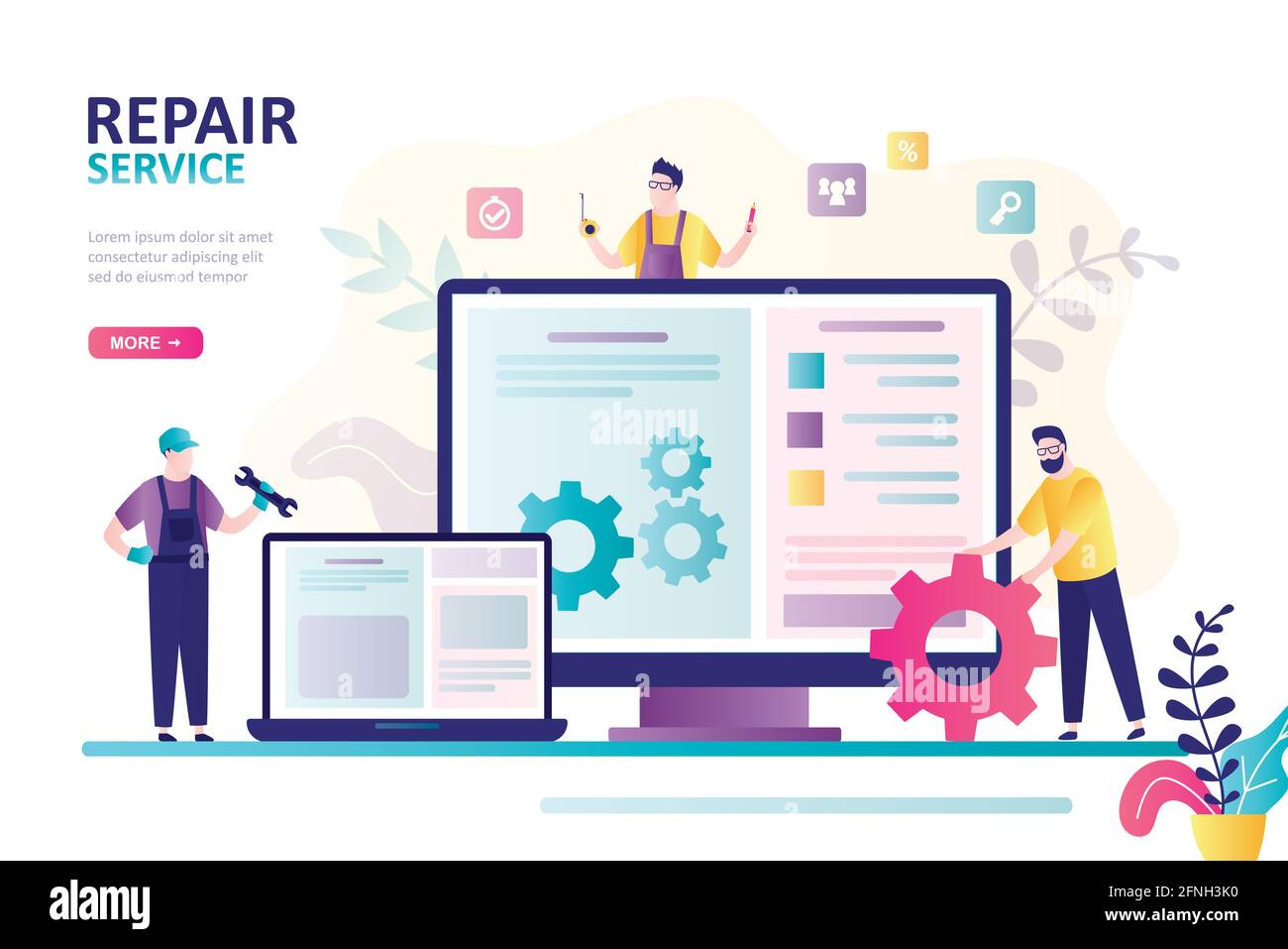 Cartoon computer technician repairing computer hi-res stock photography ...