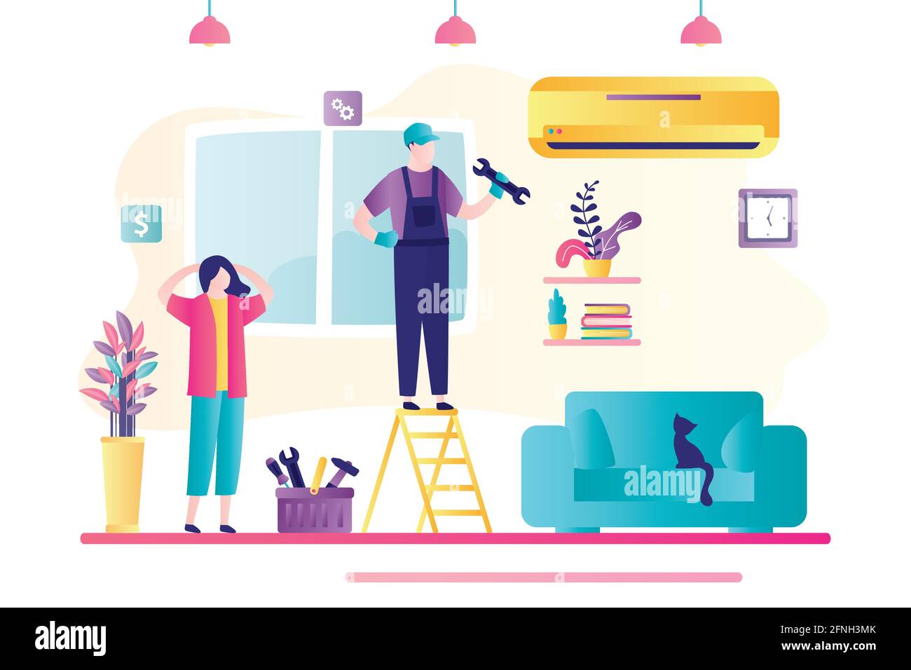 Male engineer female client Stock Vector Images - Alamy