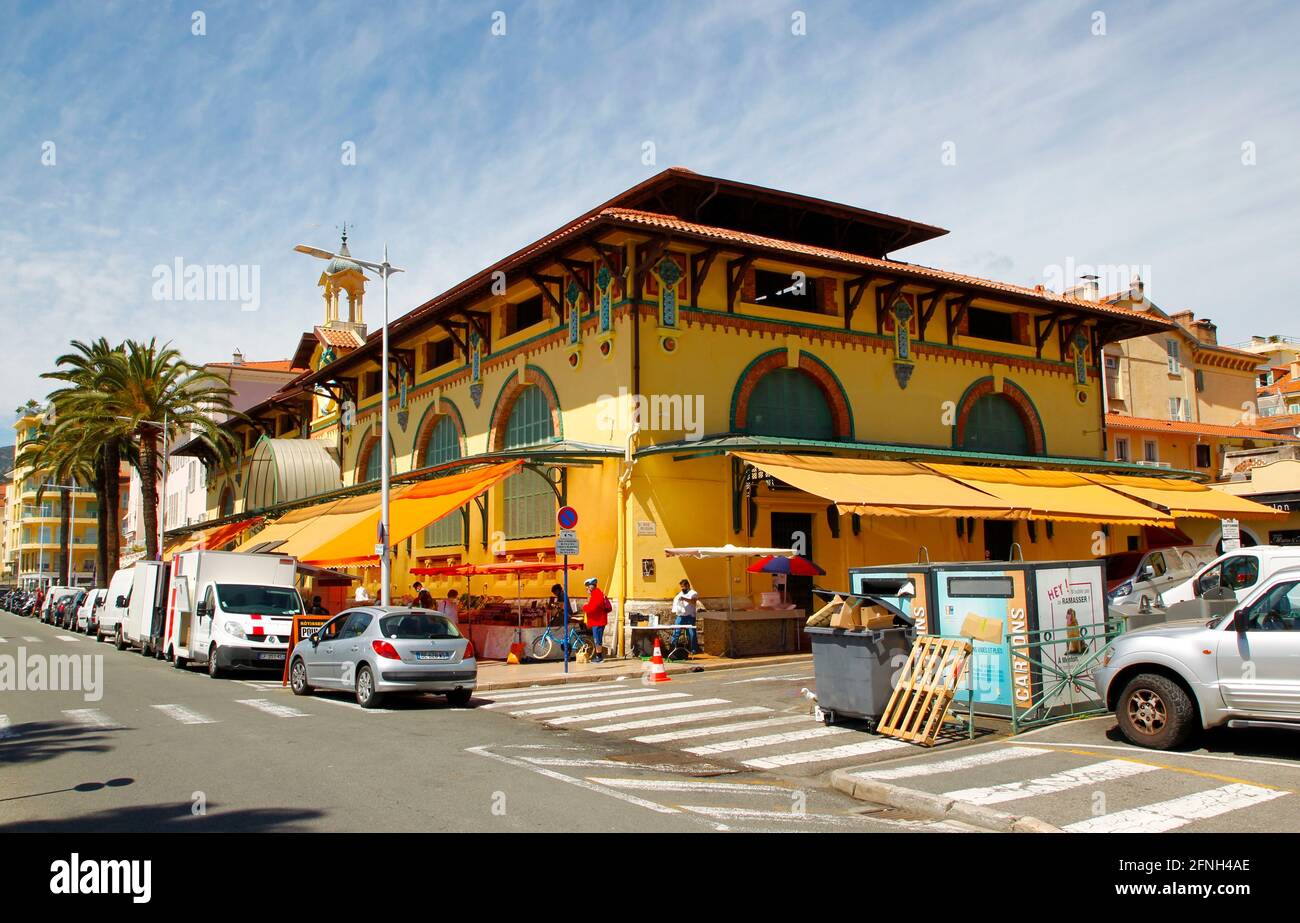 Menton, France - May 12, 2021: the Market Hall in Menton with Vegetable ...