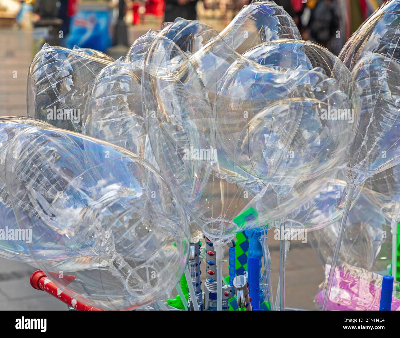 Many Clear See Through Plastic Inflated Balloons Stock Photo - Alamy