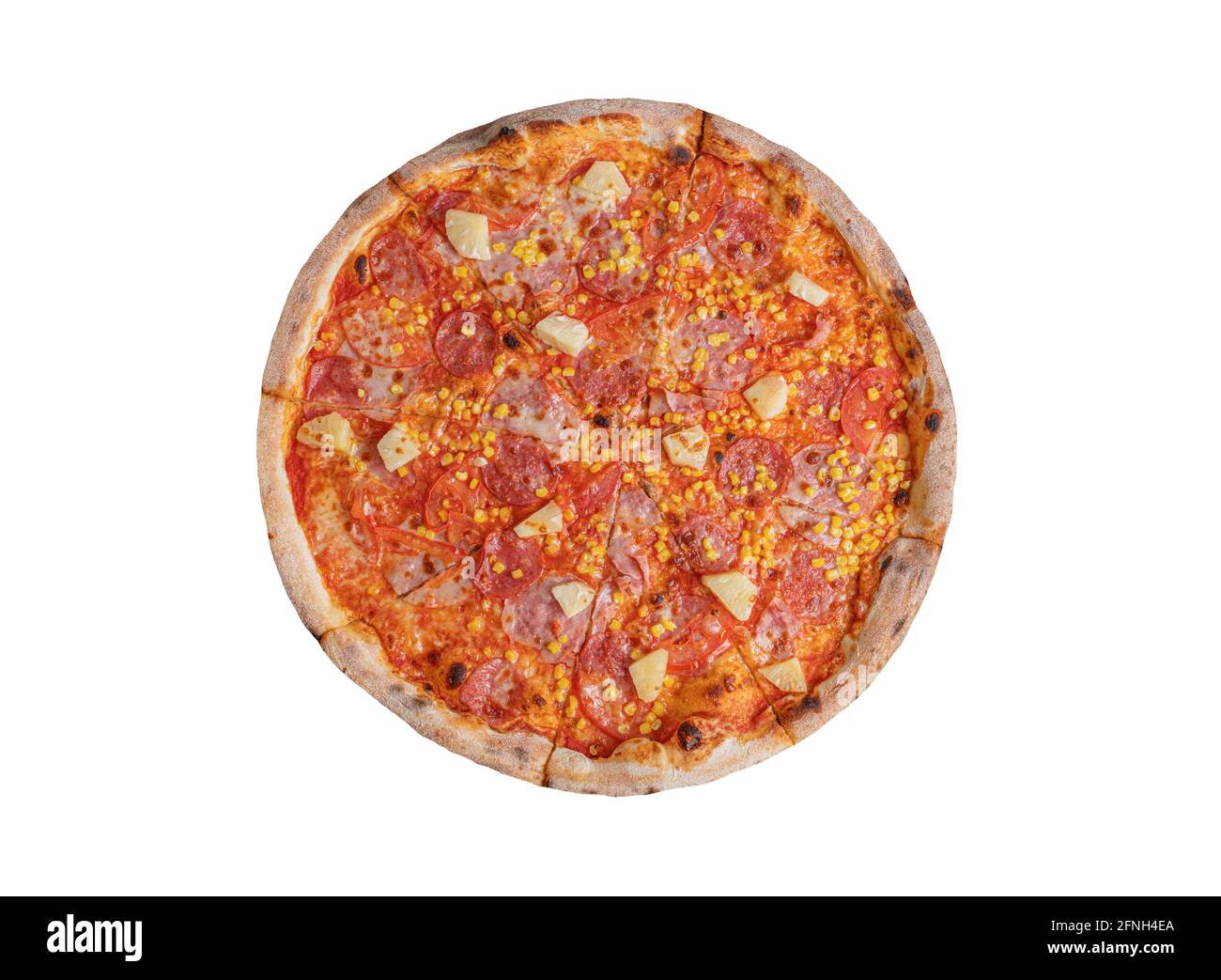 Round appetizing pizza isolated on a white background Stock Photo - Alamy