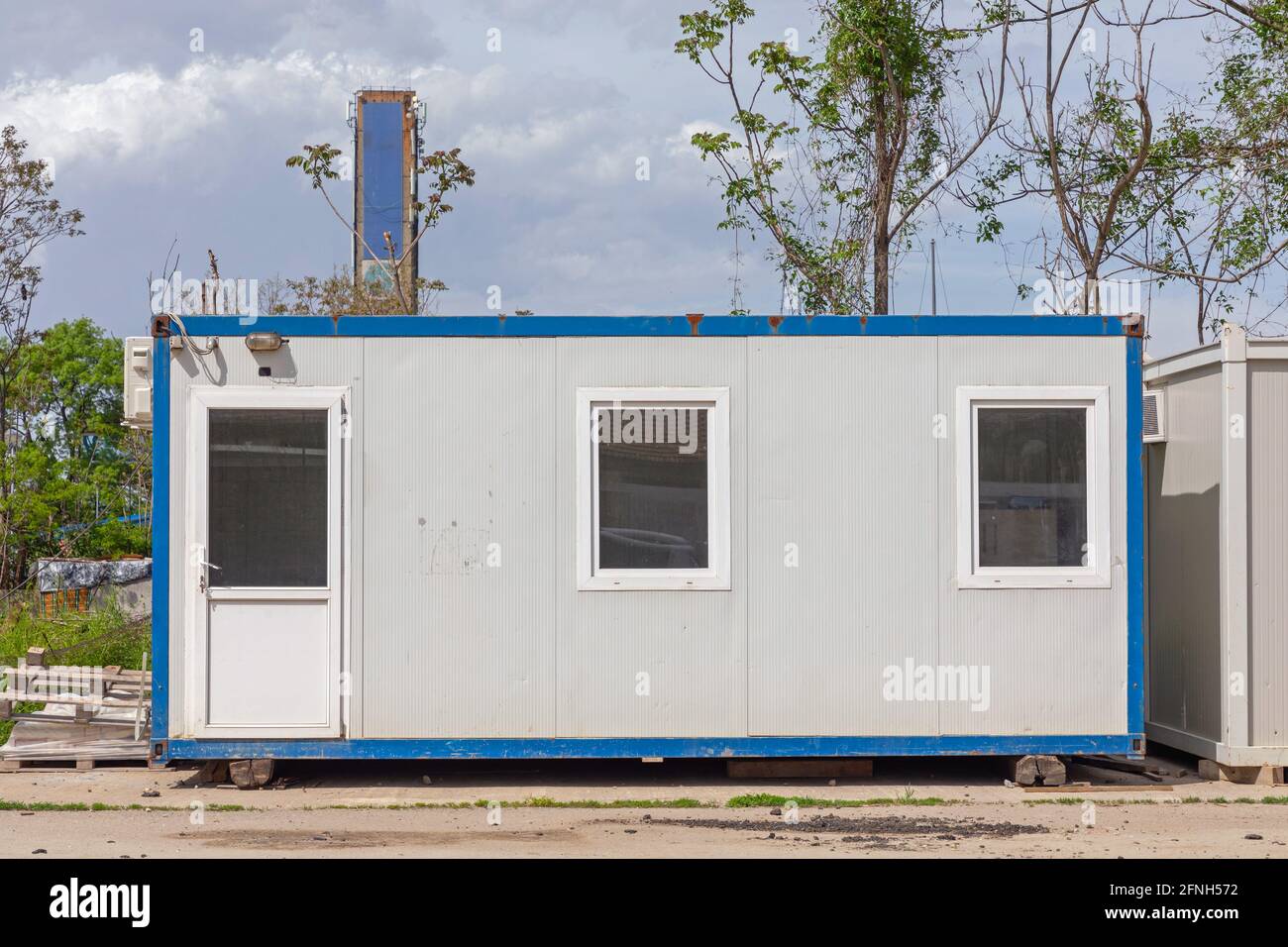 Office in Cargo Container at Construction Site Stock Photo - Alamy