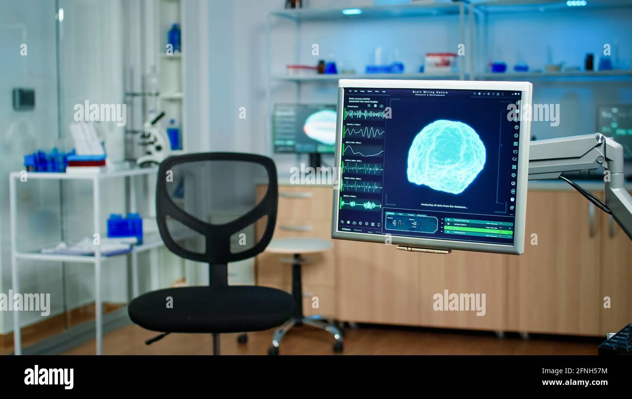 Empty medical laboratory with modern equipment prepared for discovery ...
