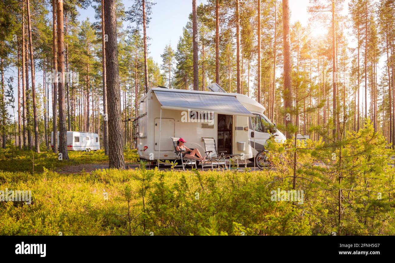 Family vacation travel RV, holiday trip in motorhome, Caravan car ...