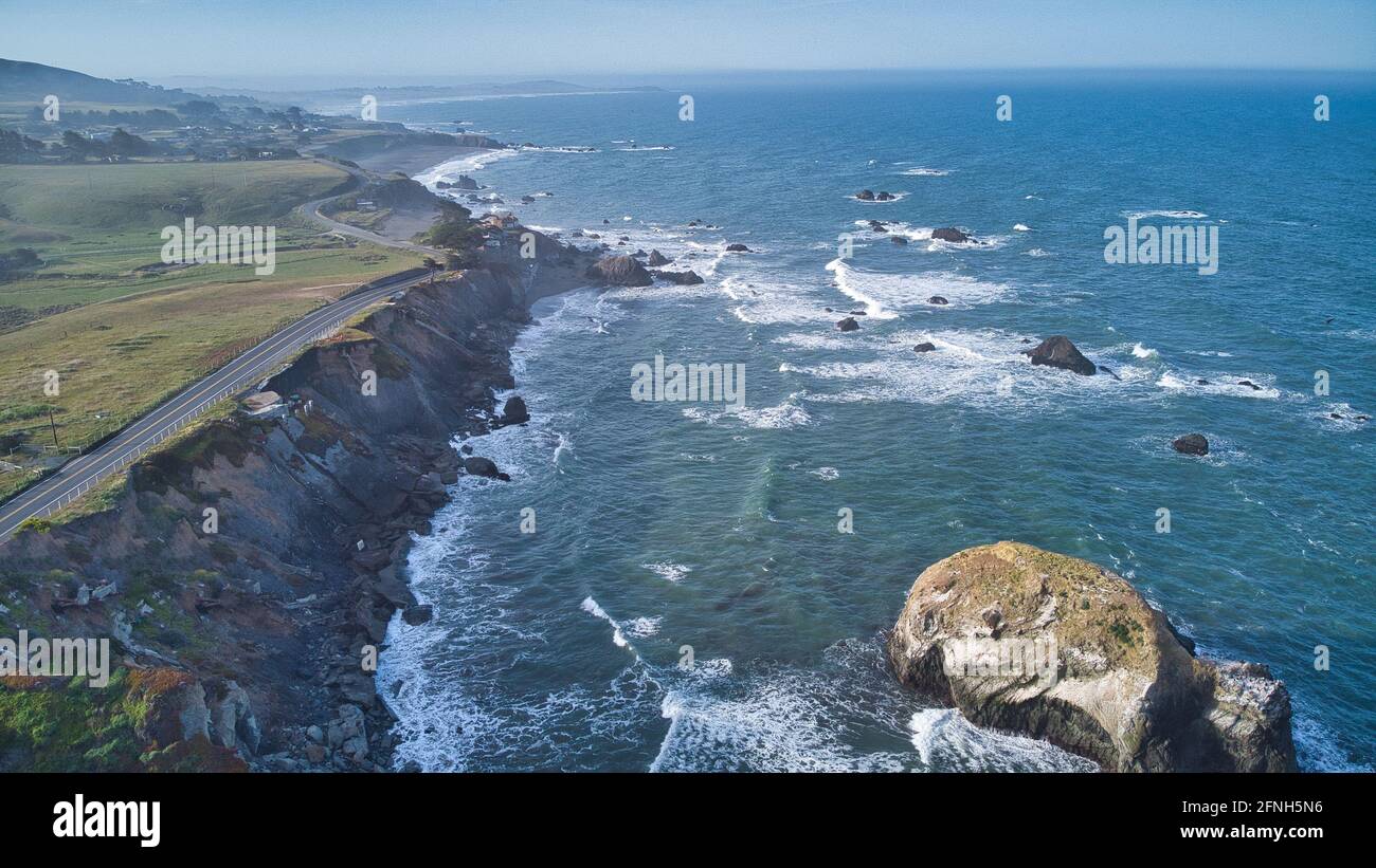 Aerial shot of Sonoma Coast State Park in California Stock Photo - Alamy