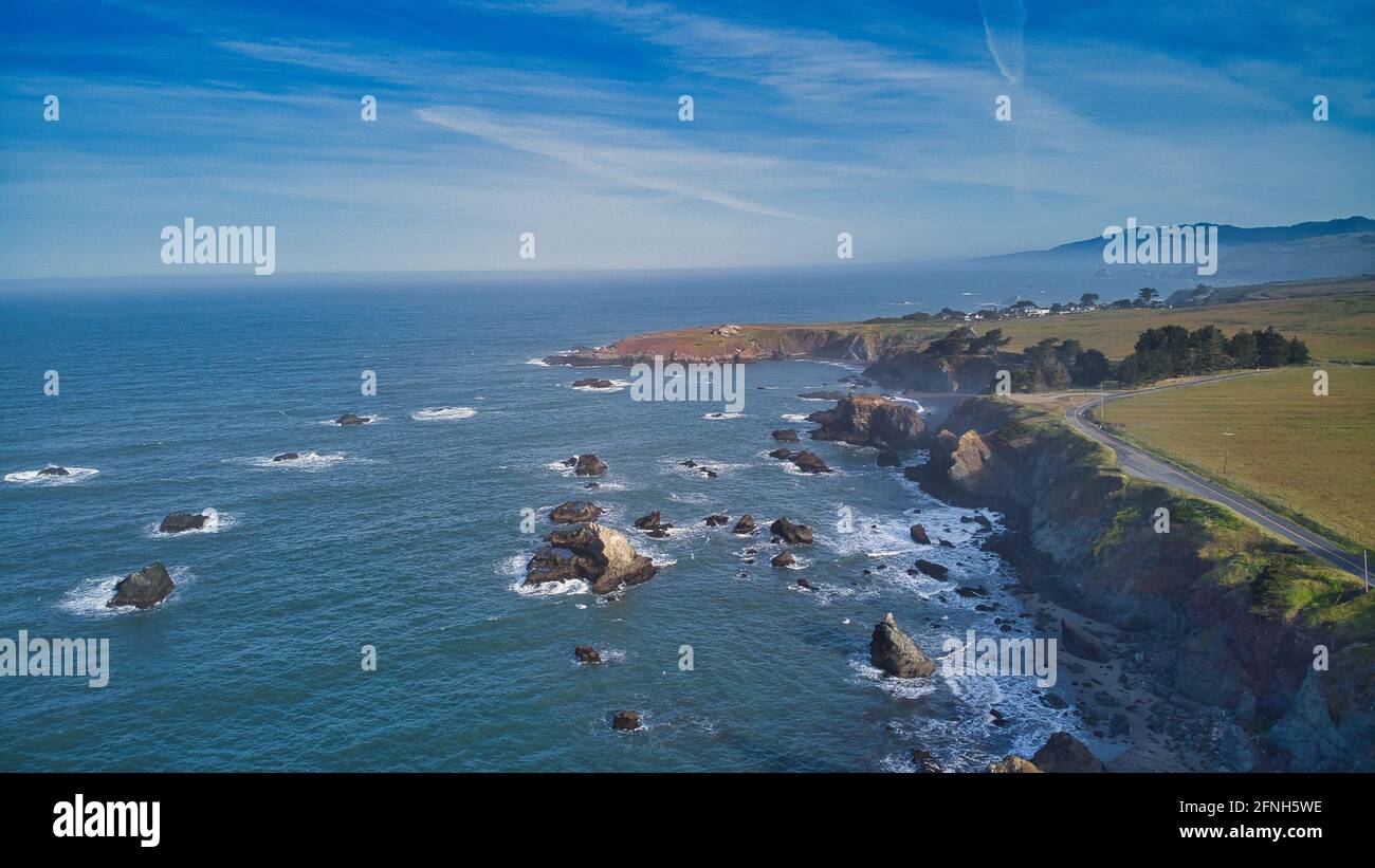 Aerial shot of Sonoma Coast State Park in California Stock Photo - Alamy