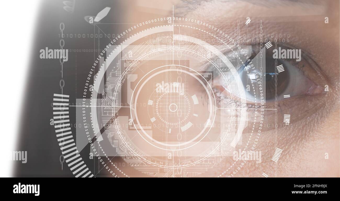 Composition of scope scanning data processing over woman's face Stock ...