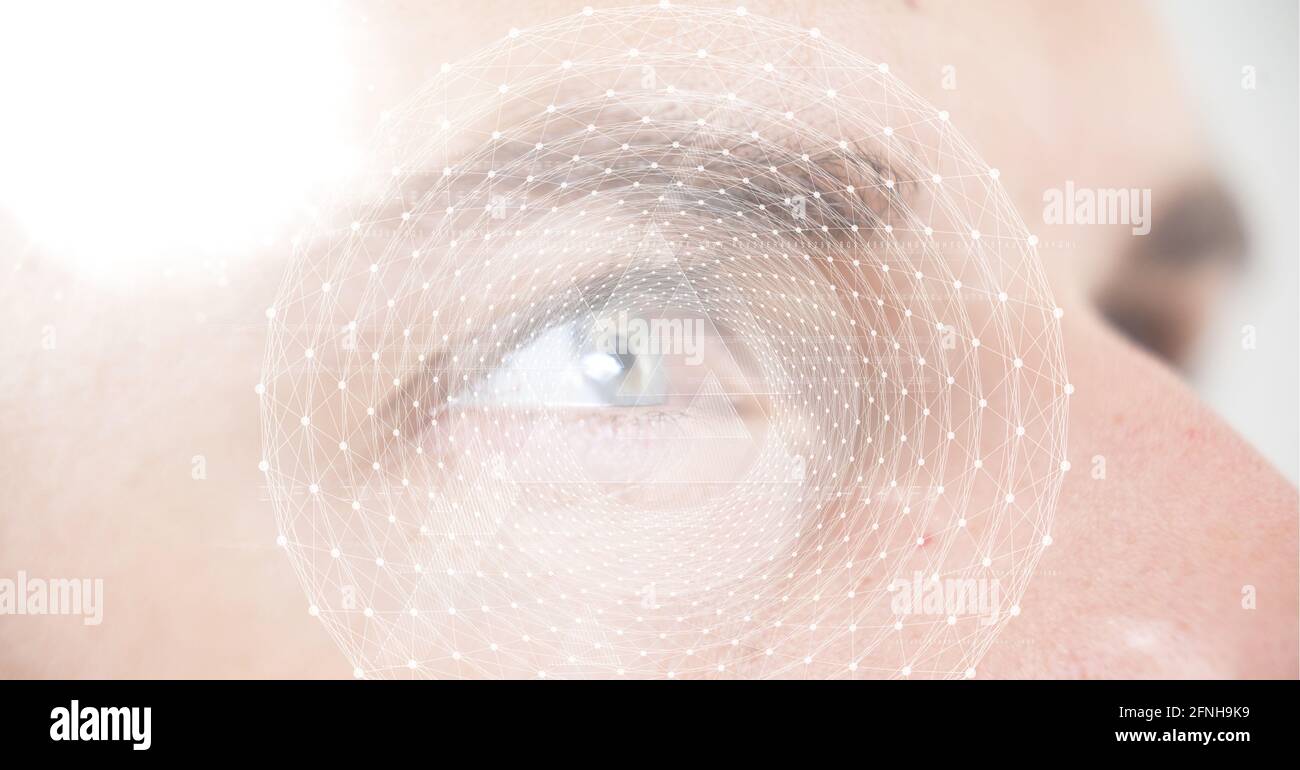Composition of scope scanning over man's face Stock Photo - Alamy