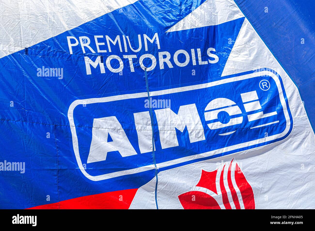 Samara, Russia - May 15, 2021: Advertisement banner of oil company ...